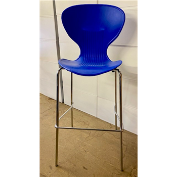 Used Sienna Shell Stool - Chrome Legs - Blue Plastic Seat